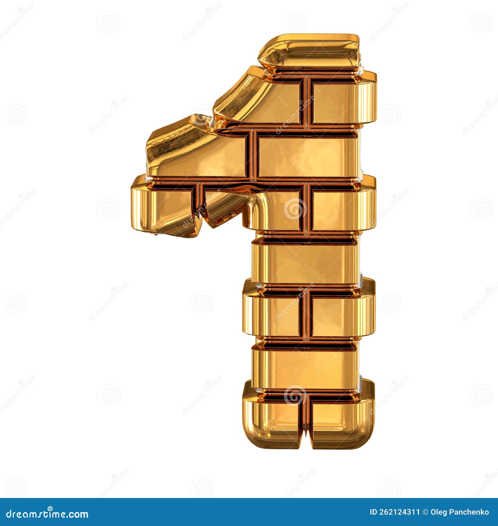 The 3d Symbol Made of Gold Bricks. Number 1 Stock Vector - Illustration ...