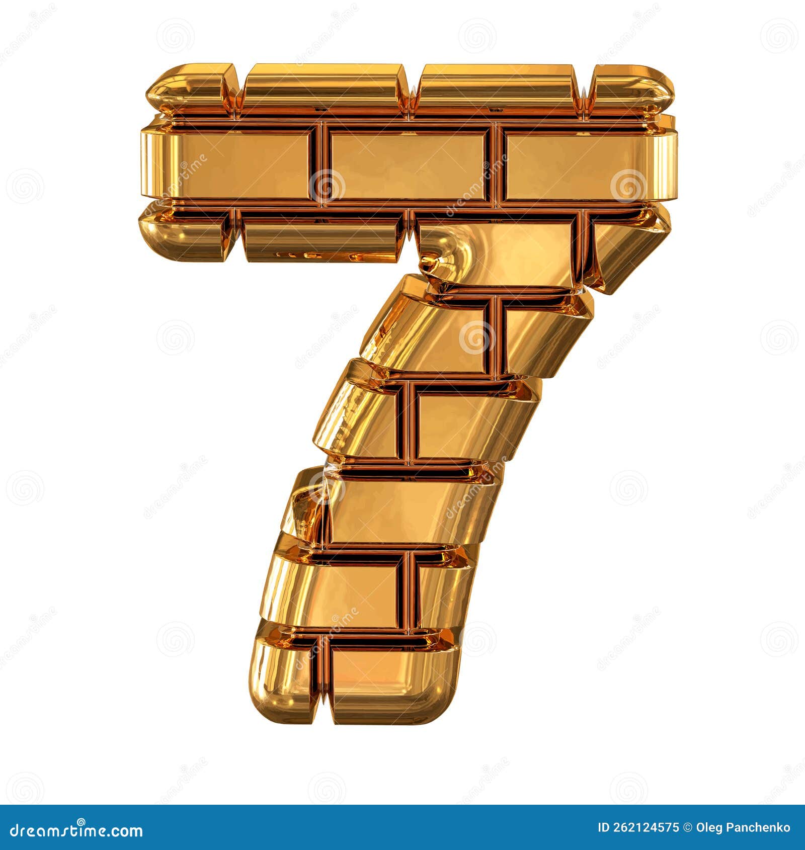 The 3d Symbol Made of Gold Bricks. Number 7 Stock Vector - Illustration ...