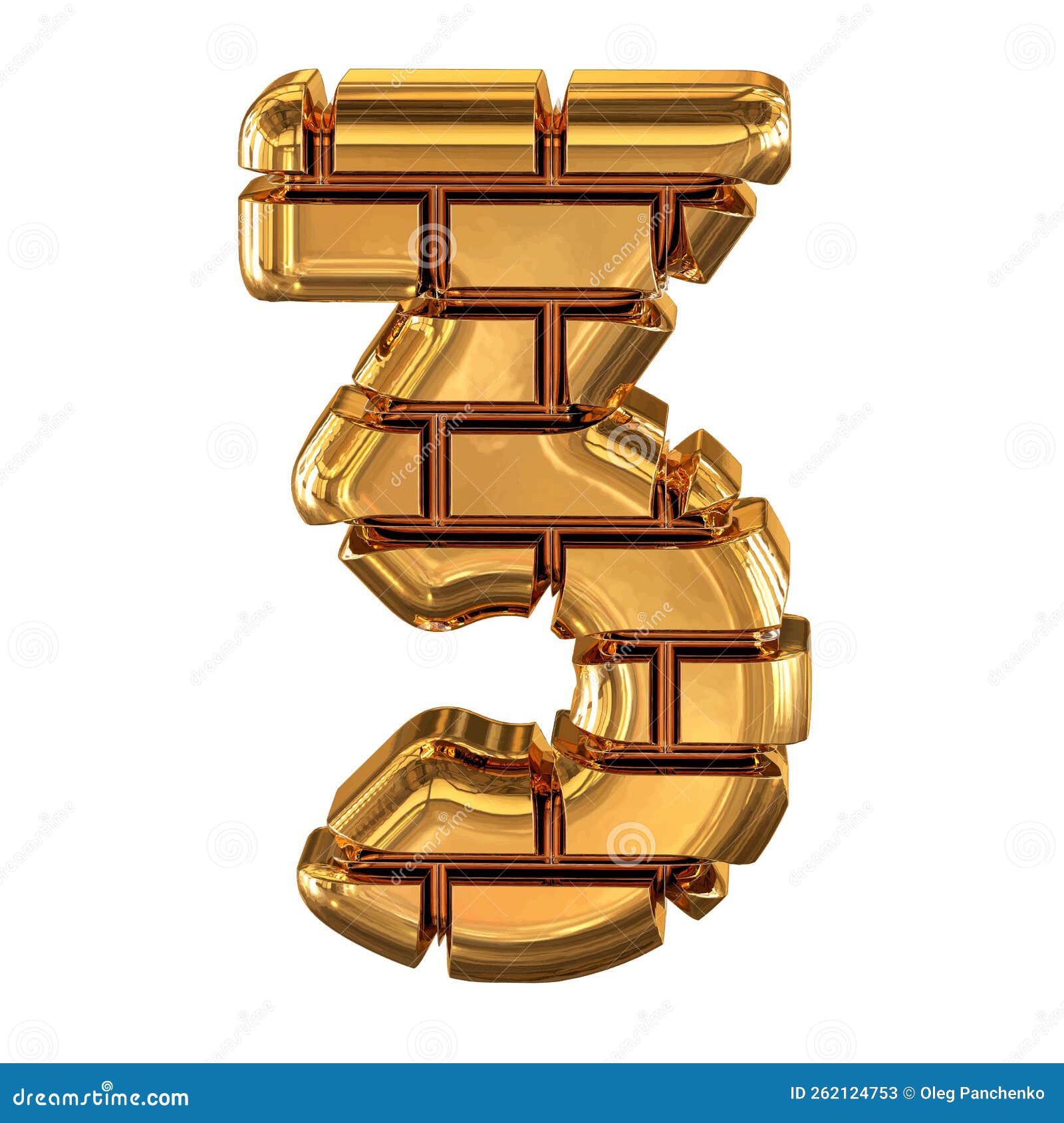 The 3d Symbol Made of Gold Bricks. Number 3 Stock Vector - Illustration ...