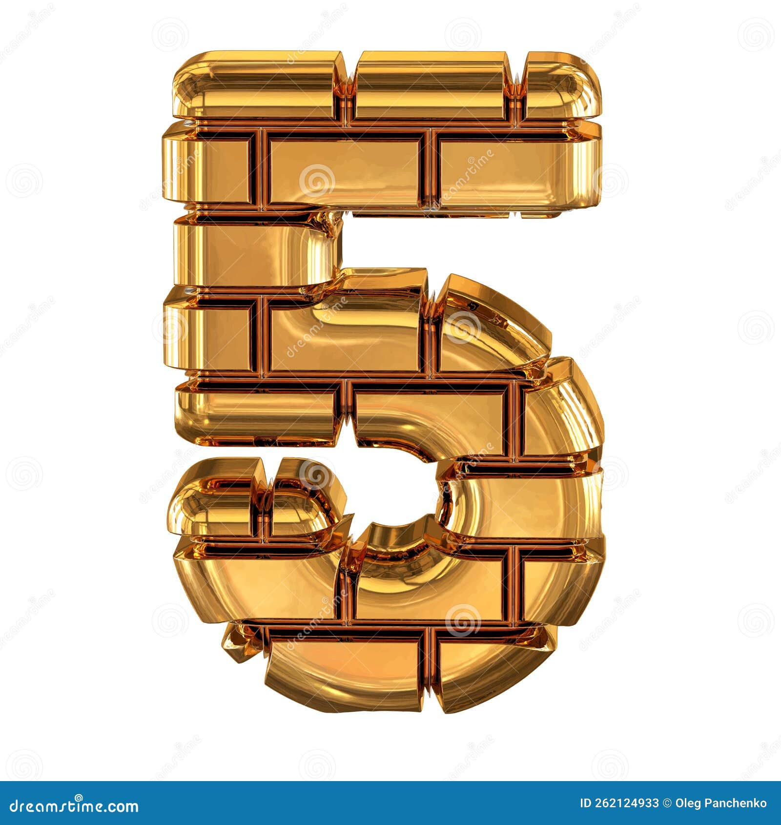 The 3d Symbol Made of Gold Bricks. Number 5 Stock Vector - Illustration ...