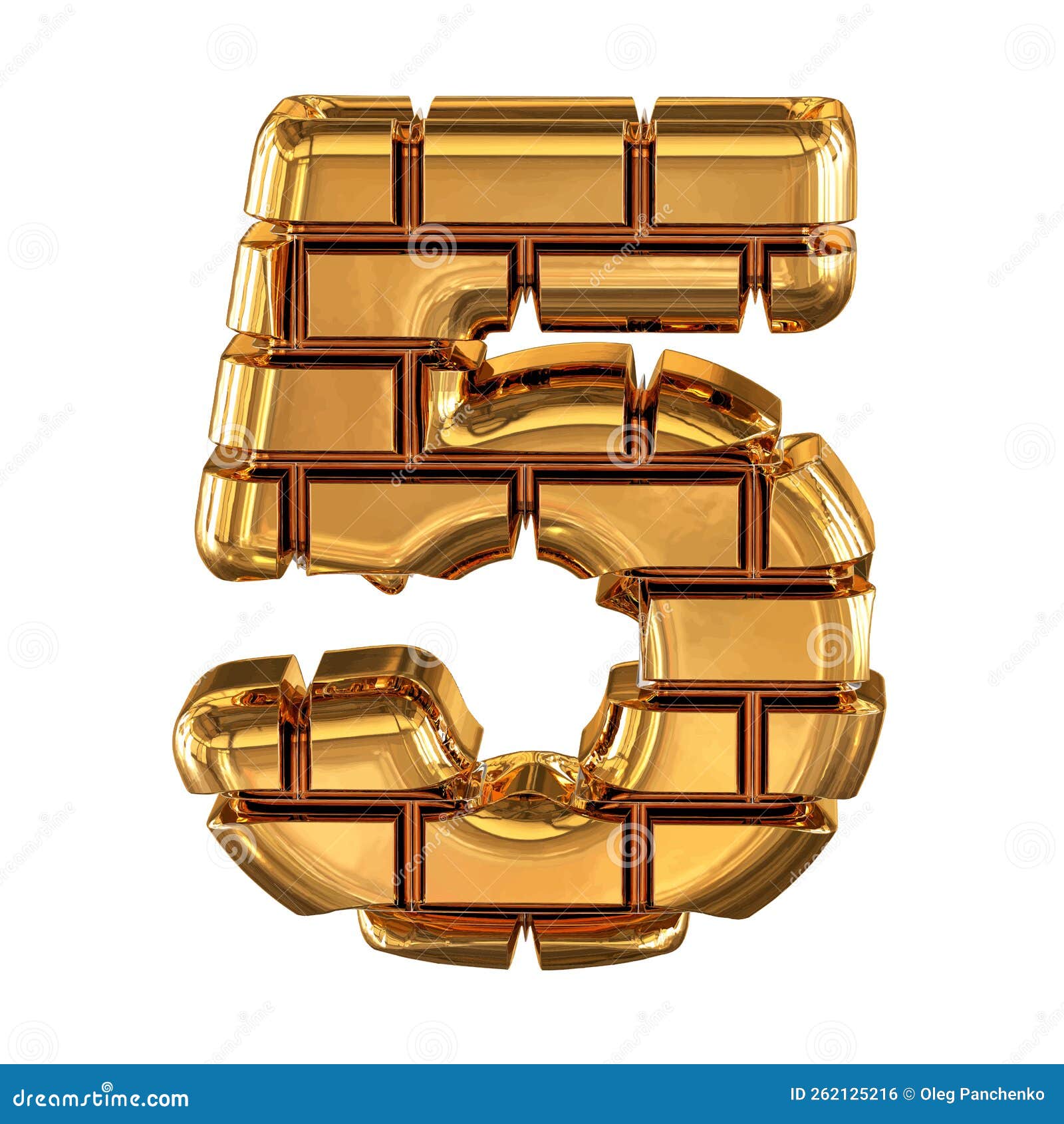 The 3d Symbol Made of Gold Bricks. Number 5 Stock Vector - Illustration ...