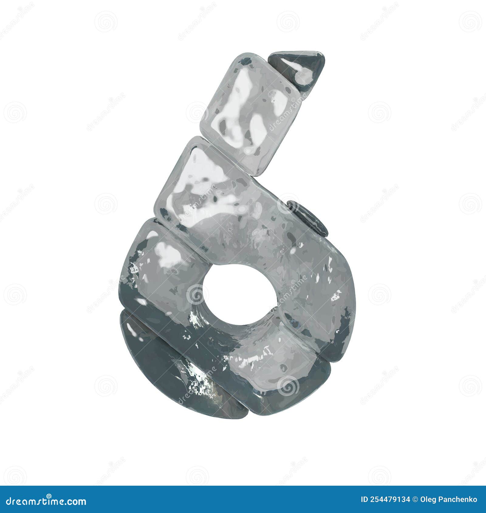 Symbols Made of Gray Ice. Number 6 Stock Vector - Illustration of ...
