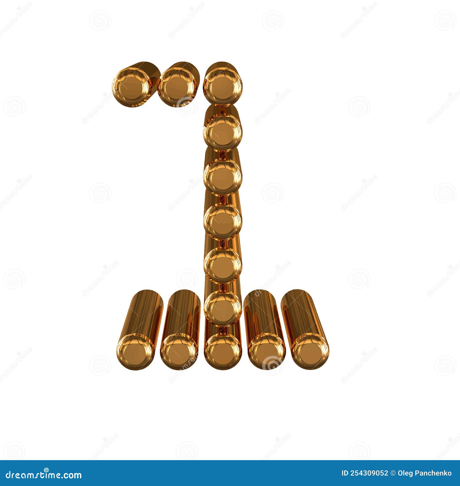 3.d Símbolo De Oro Hecho De Cilindros. Número 1 Ilustración del Vector - Ilustración de superior ...