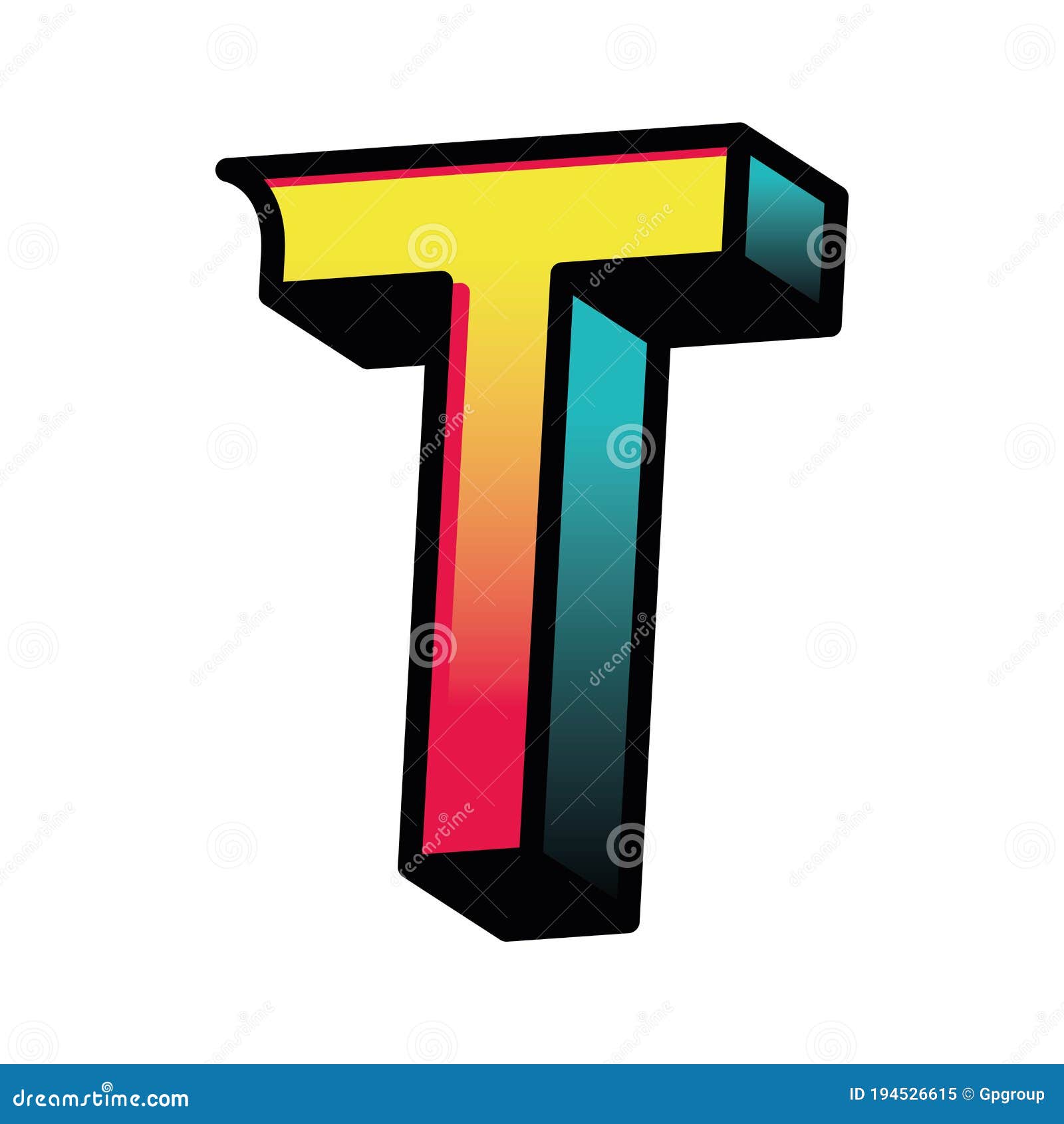 3d t letter vector design stock vector. Illustration of typography ...