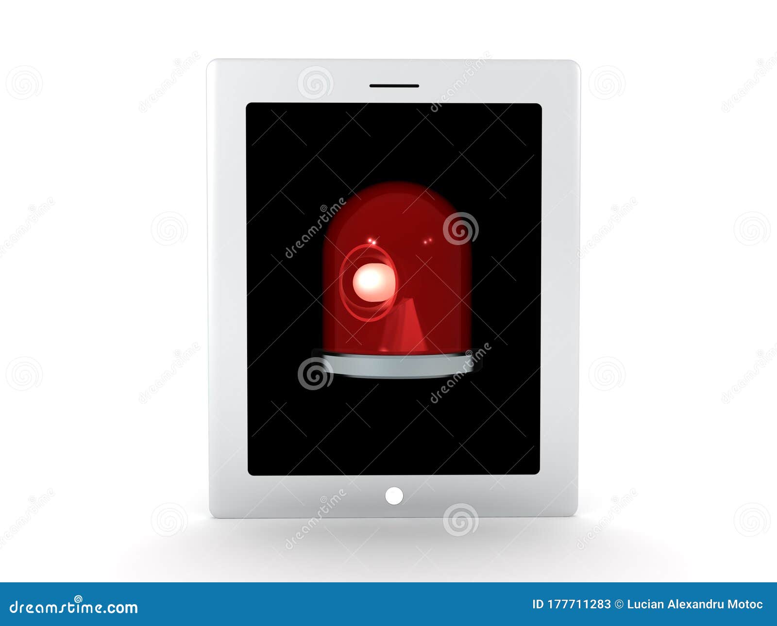 3D Tablet with Emergency Red Light on it Stock Illustration ...