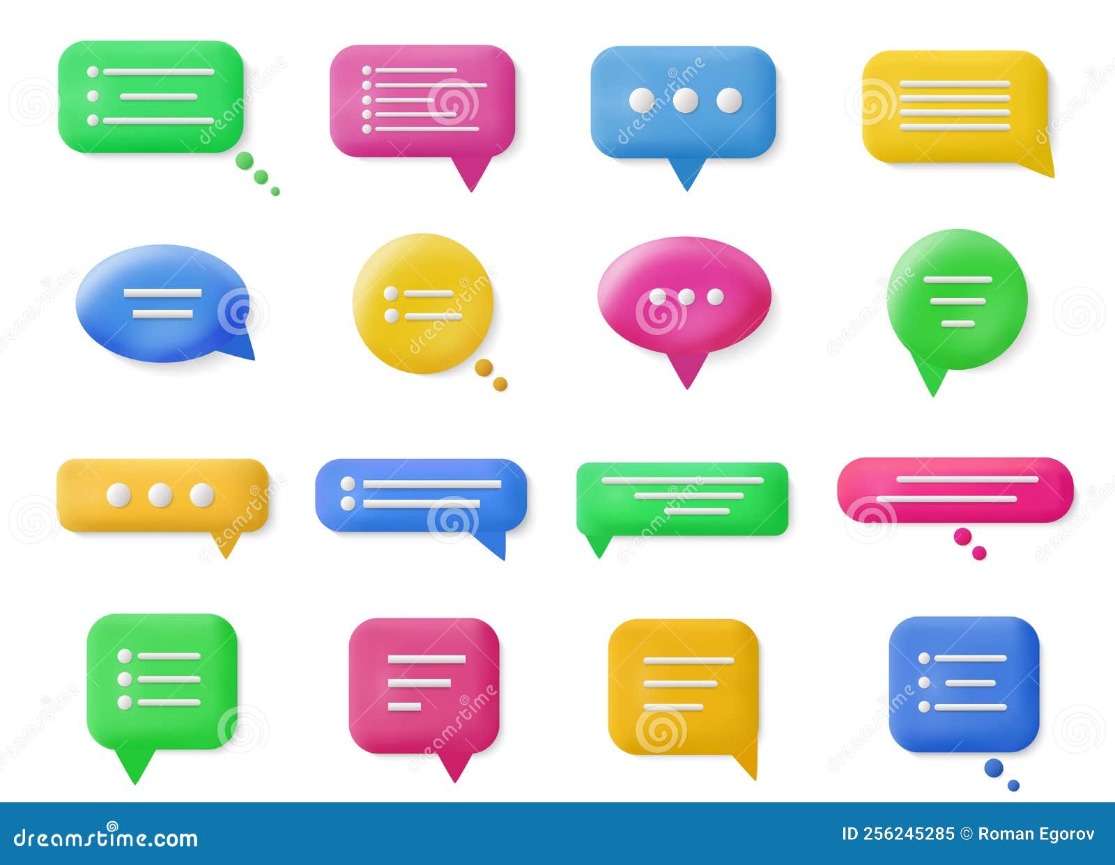 3d Talk Bubbles. Realistic Buttons for Speech, Text Box, Dialogue ...