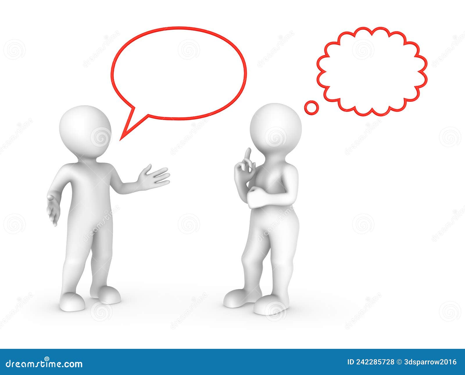 3d Talking People with Speech Bubble and Tinnk Cloud Above Stock ...
