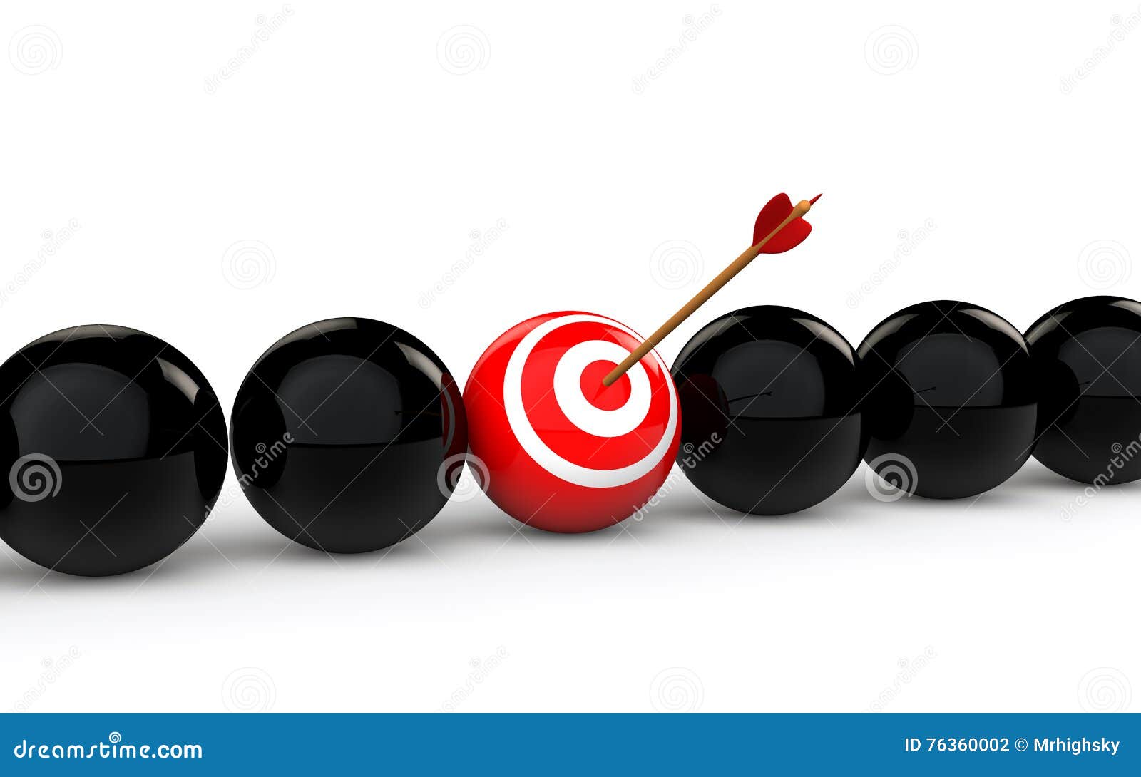 3d Target Ball with an Arrow among Black Balls Stock Illustration ...