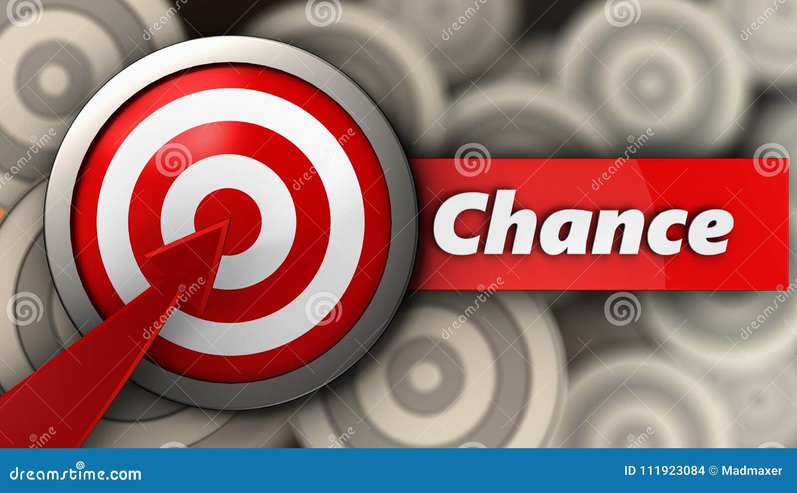 3d target with chance sign stock illustration. Illustration of circle ...