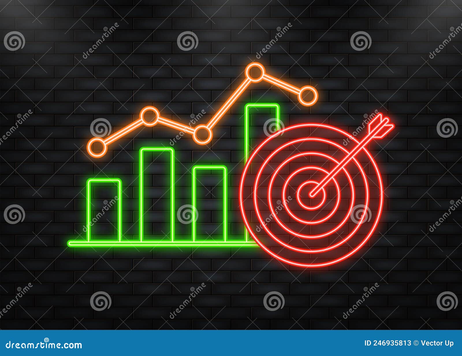 3d Target Neon Raise for Concept Design. Vector Illustration ...