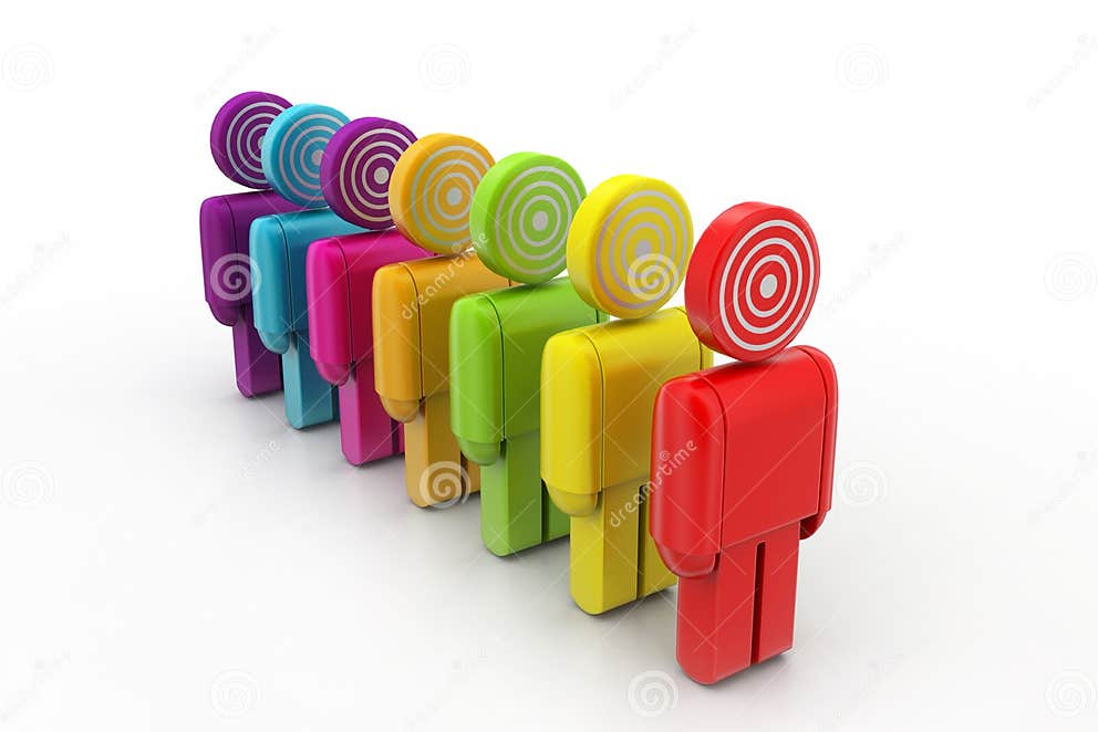 3d targeted people stock illustration. Illustration of looking - 38044581