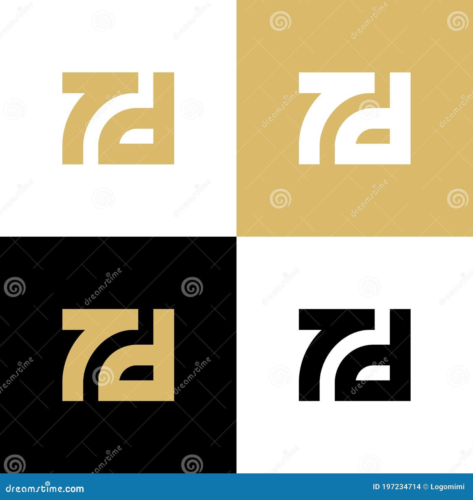 7d or Td Monogram Logo Design Template Elements, Initial Letter Symbol ...