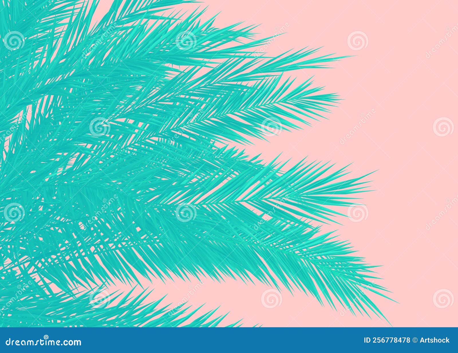 3D Teal palm tree stock illustration. Illustration of trunk - 256778478