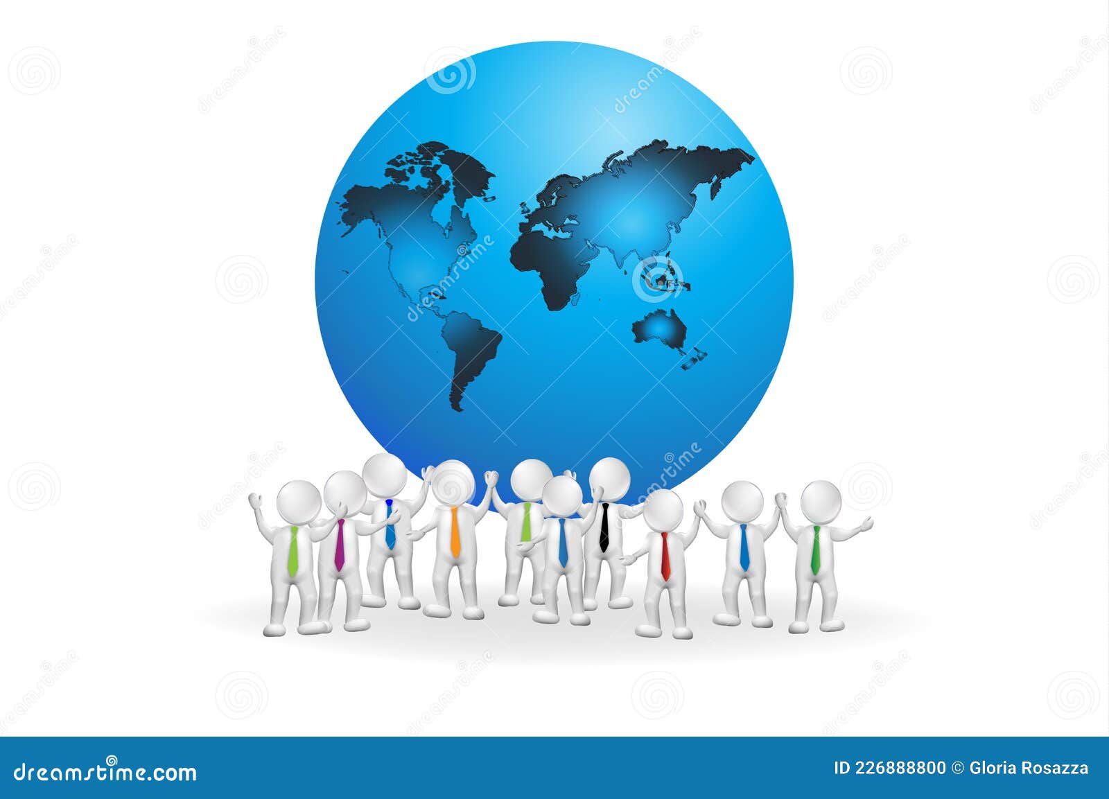3D Teamwork People Around Global World Vector Logo Stock Vector ...