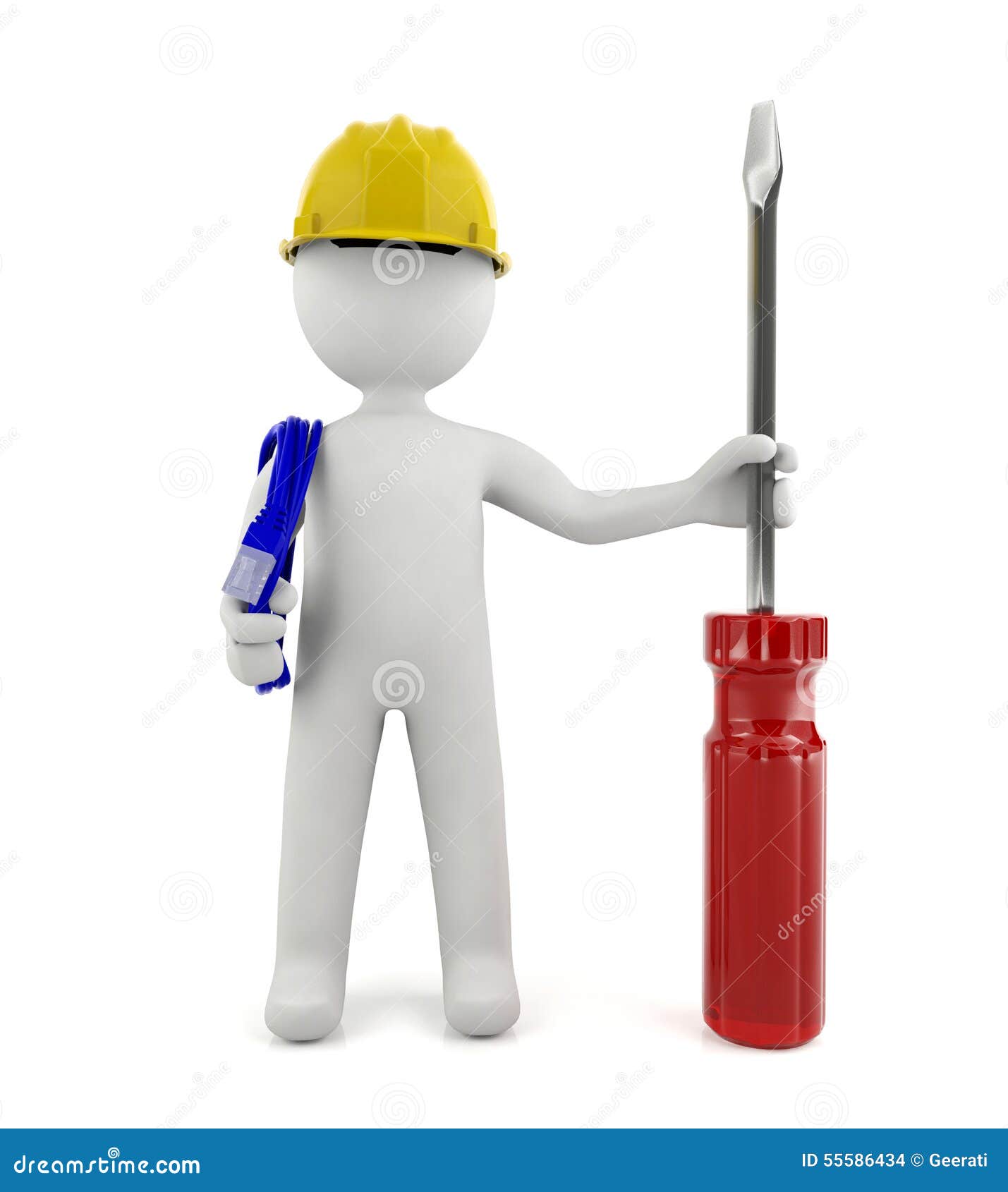 Technician On Background With Work Tools Cartoon Vector | CartoonDealer ...
