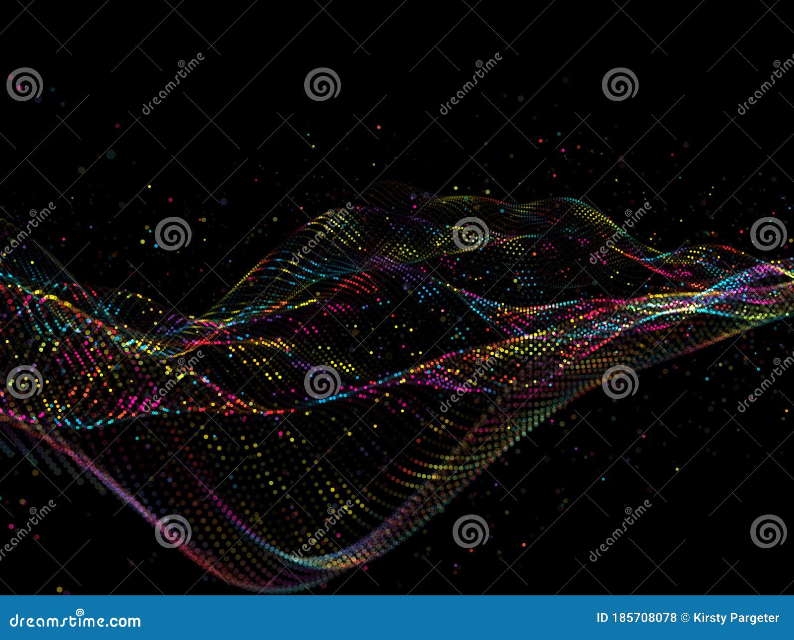 3D Techno Background with Rainbow Coloured Particles Stock Illustration ...