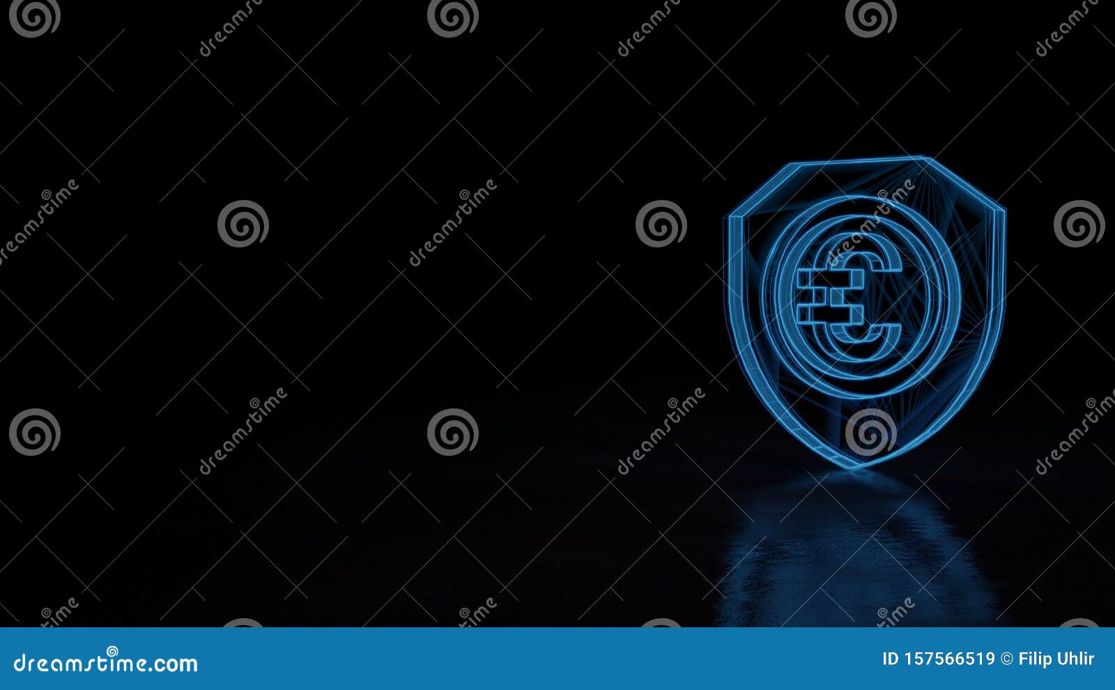 3d Glowing Wireframe Symbol of Symbol of Shield Isolated on Black ...