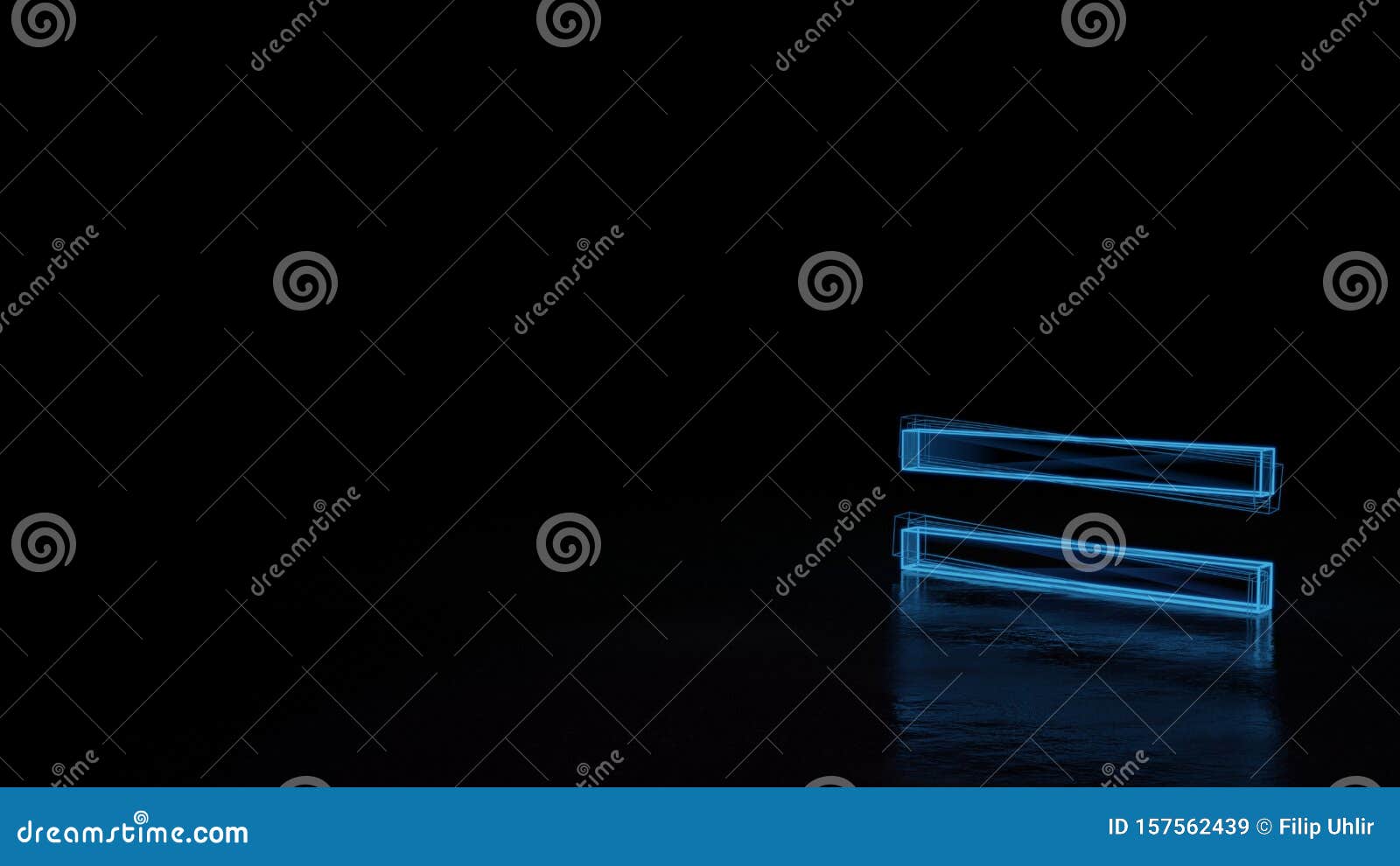 3d Glowing Wireframe Symbol of Symbol of Equal Isolated on Black ...