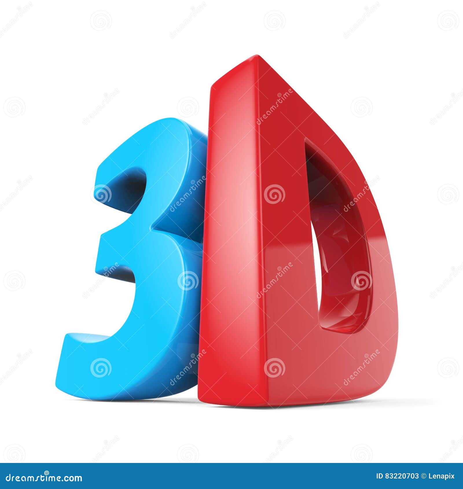 3D Technology Blue and Red Sign Stock Illustration - Illustration of ...