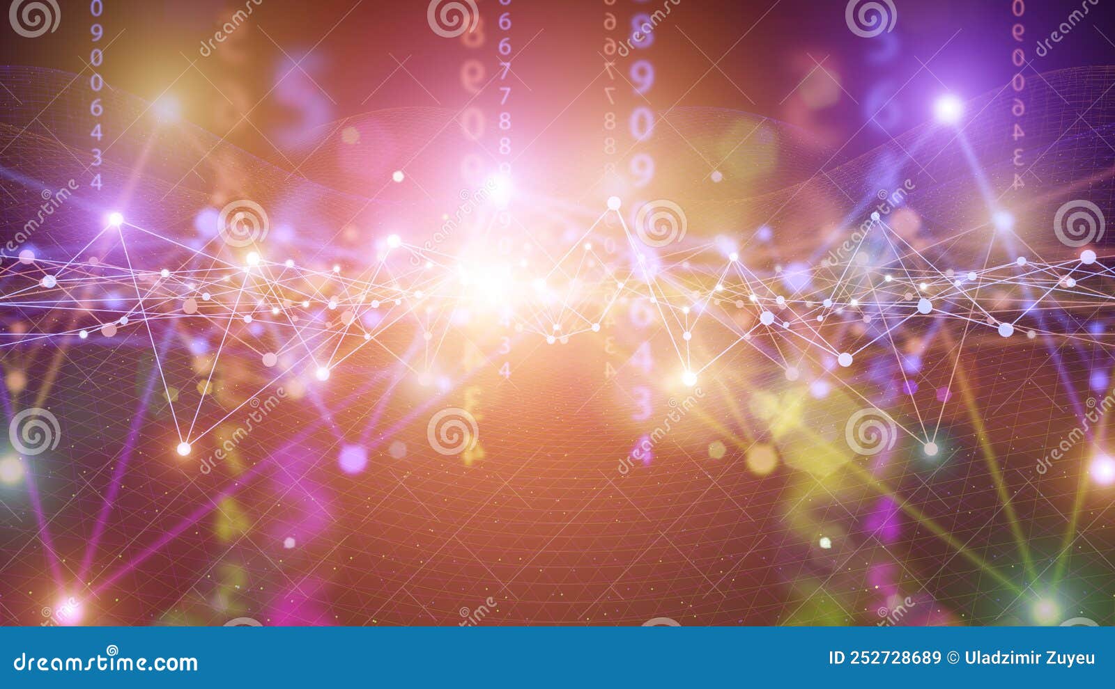 3d Technology Digital Background. Abstract Neon Cyber Lines and Grid on ...
