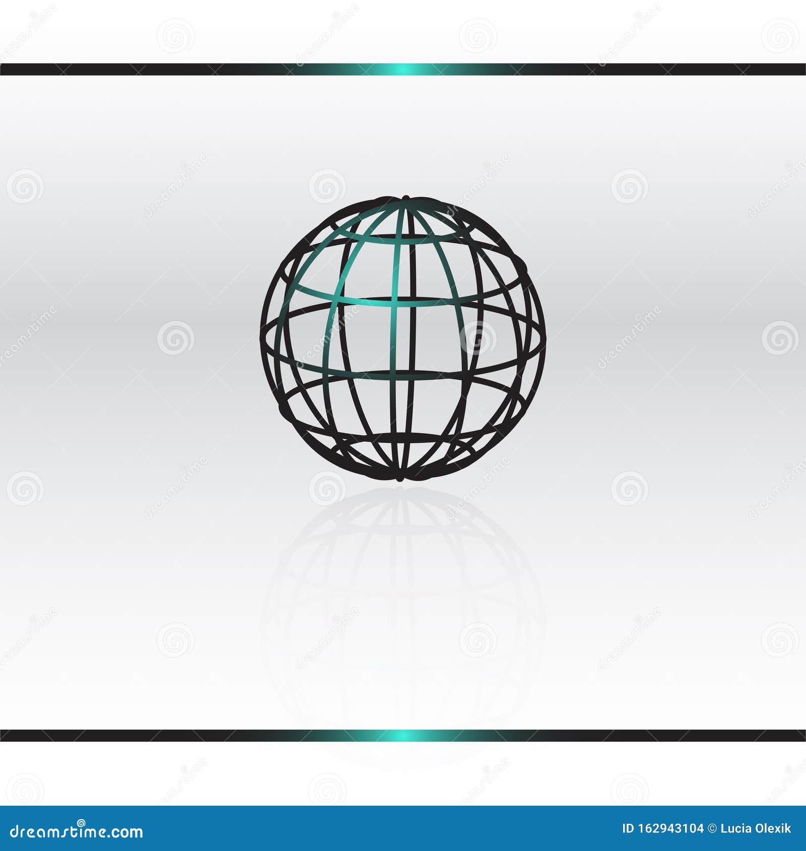 3d Technology Sphere. Wireframe Globe. 3D Effect. World Icon Stock ...