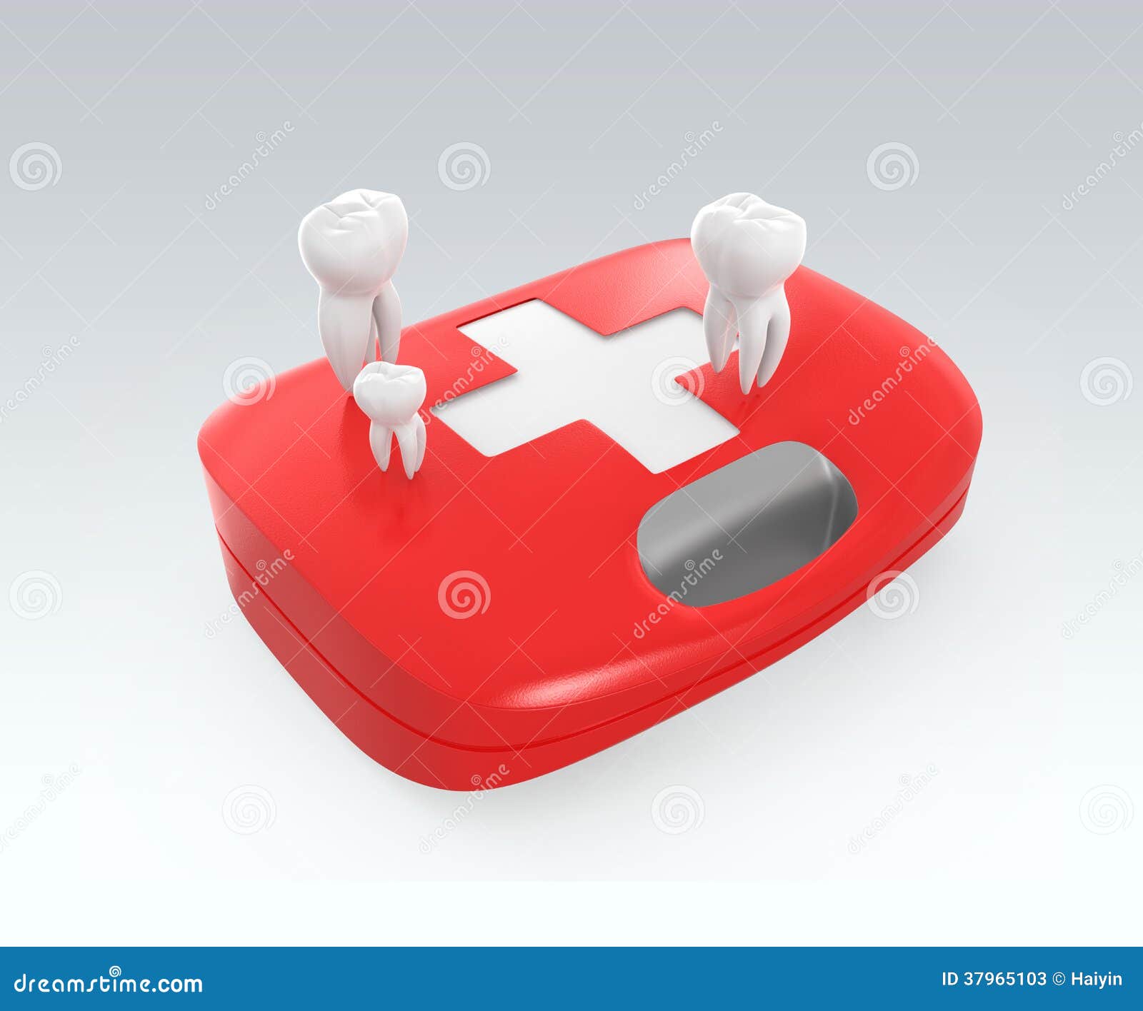 3D teeth and first aid kit stock illustration. Illustration of health ...