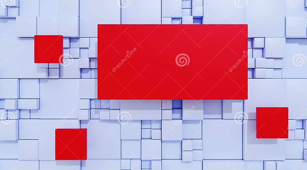 3D Template with a Red Frames and a Geometric Blue Background Stock ...