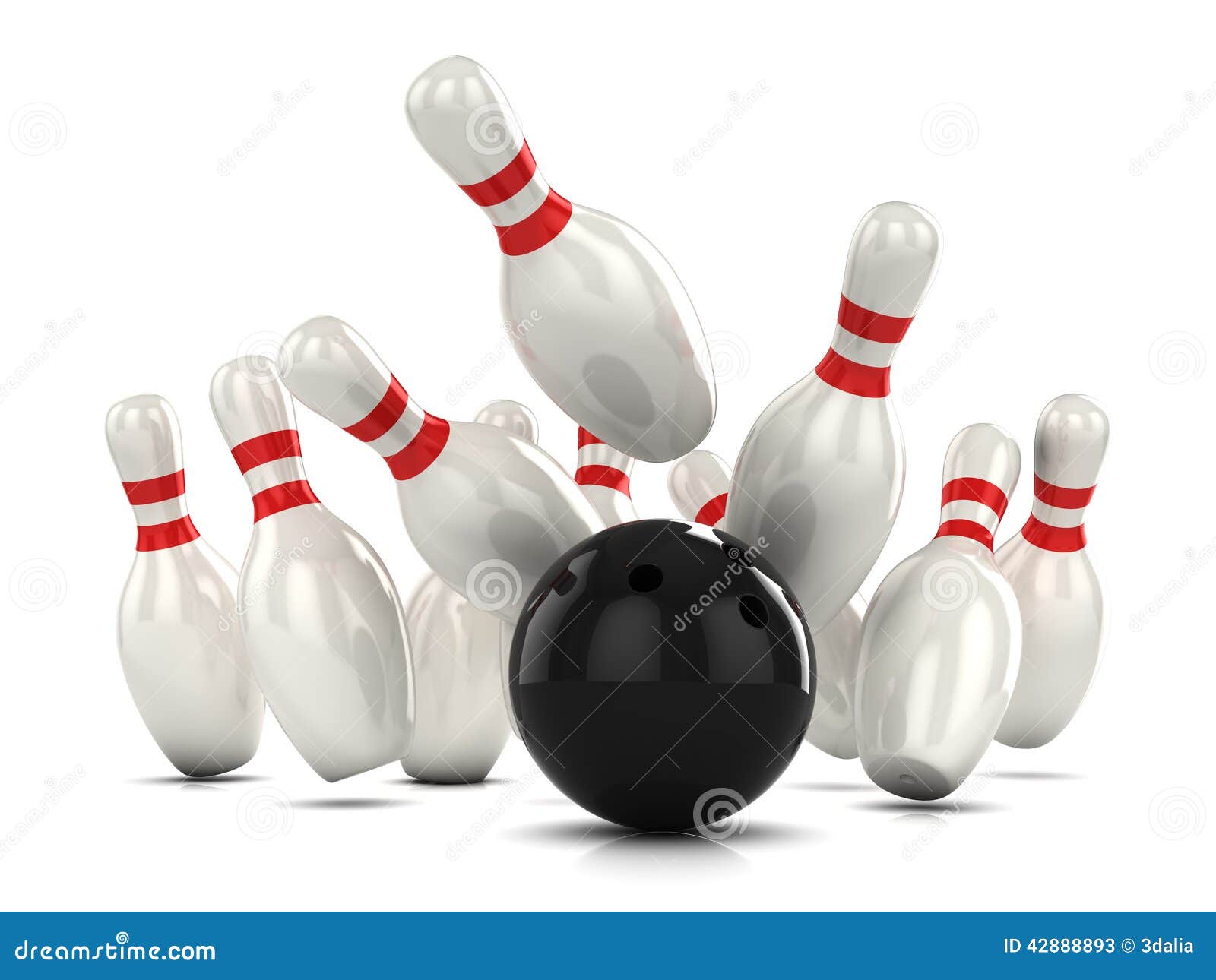 3d Ten pin bowling strike stock illustration. Illustration of render ...