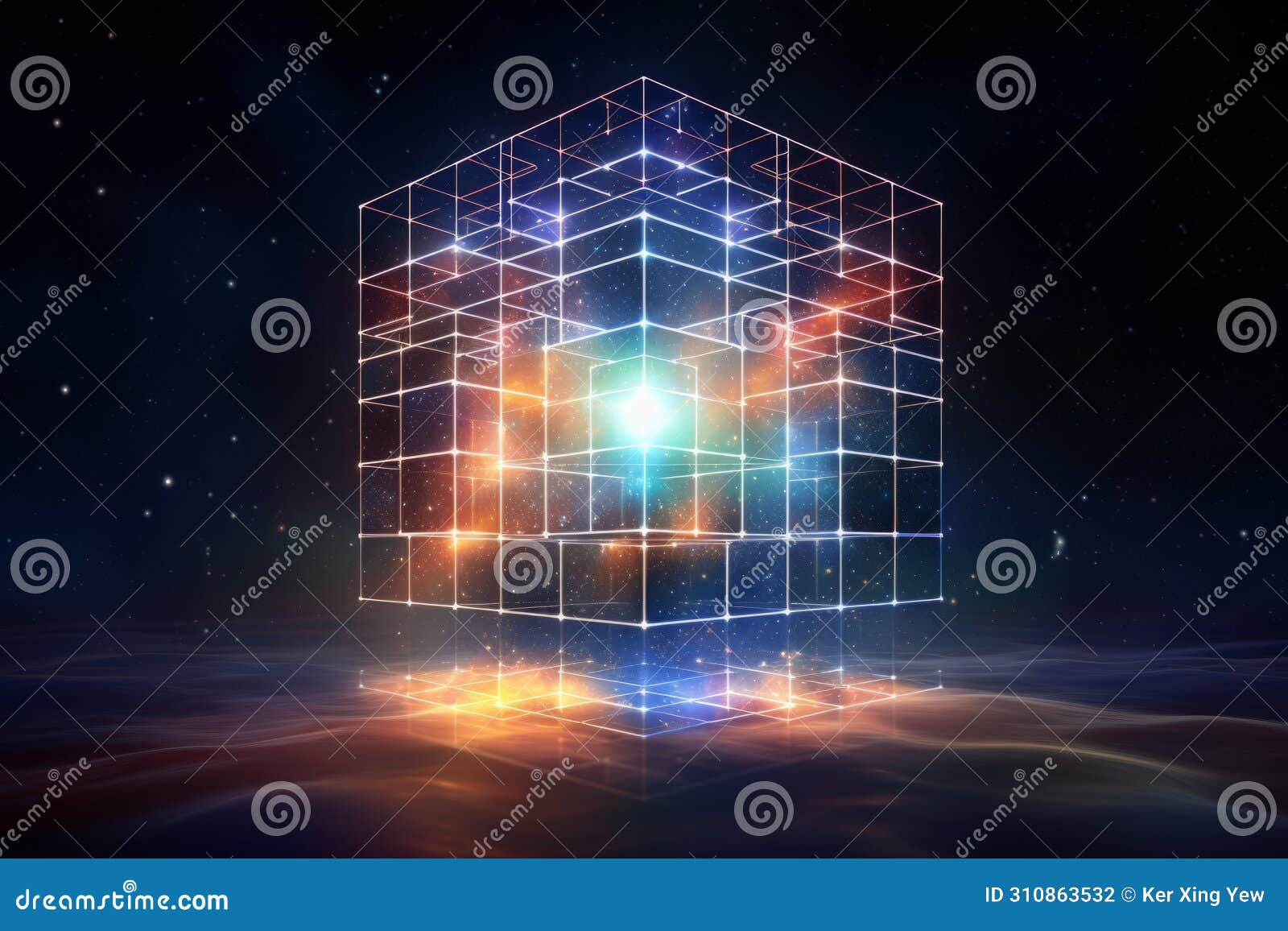 3D Tesseract, Illustrating Higher Dimensional Geometry Stock ...