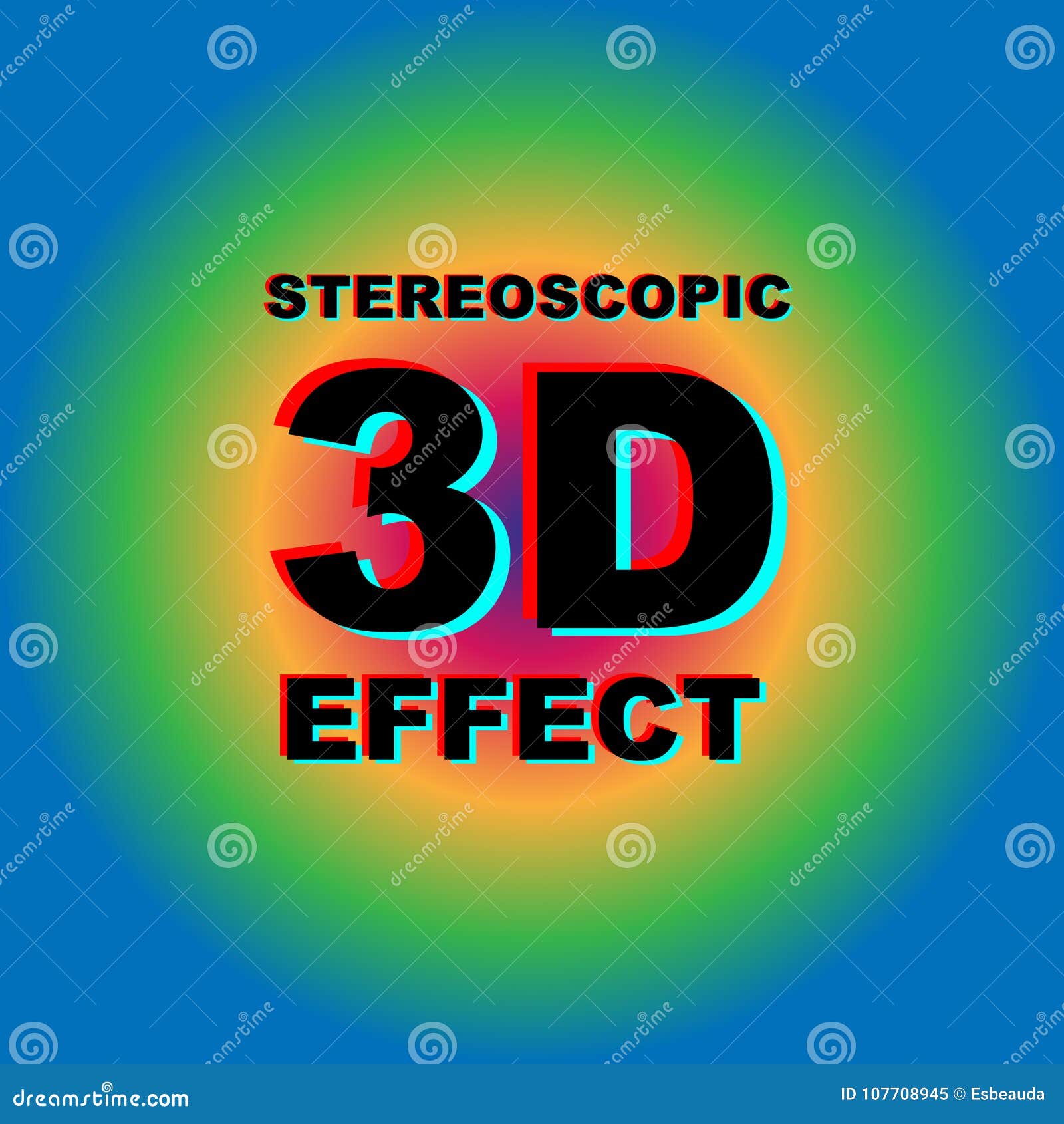 Anaglyph 3D Text with Colorful Background Stock Vector - Illustration ...