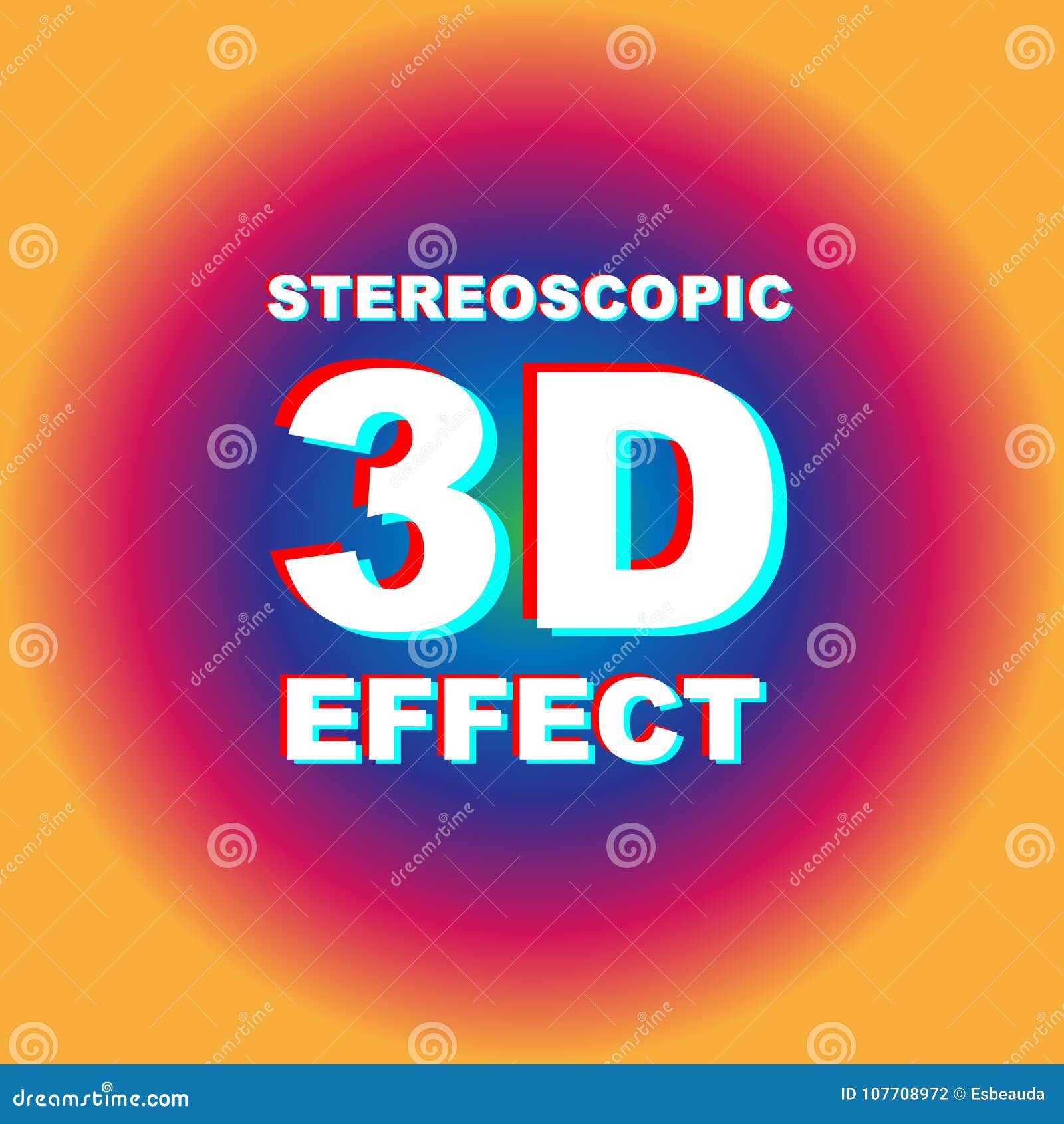 Anaglyph 3D Text with Colorful Background Stock Vector - Illustration ...