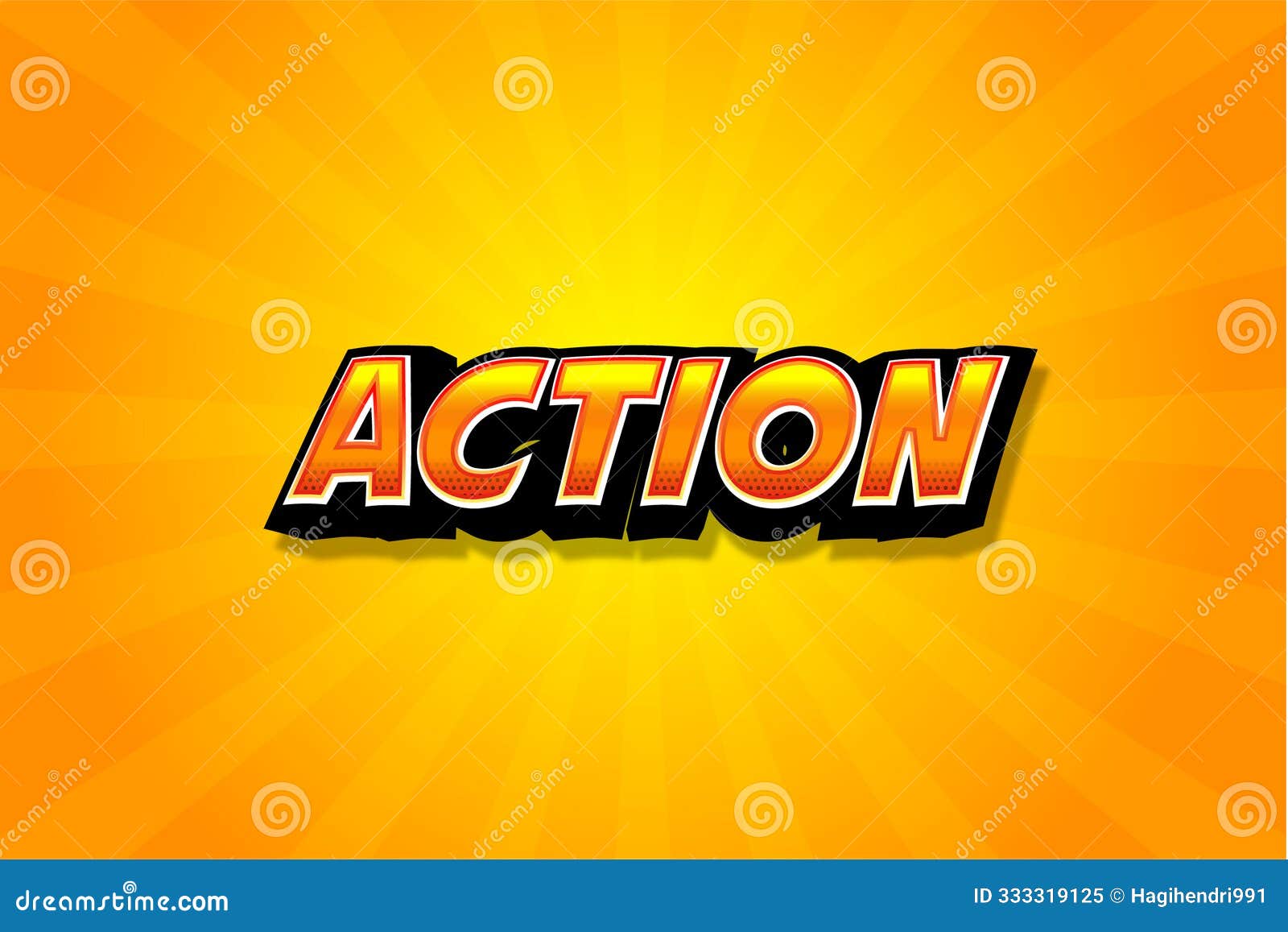 3D Text Effect, Action Word on Yellow Gradient Background Stock ...