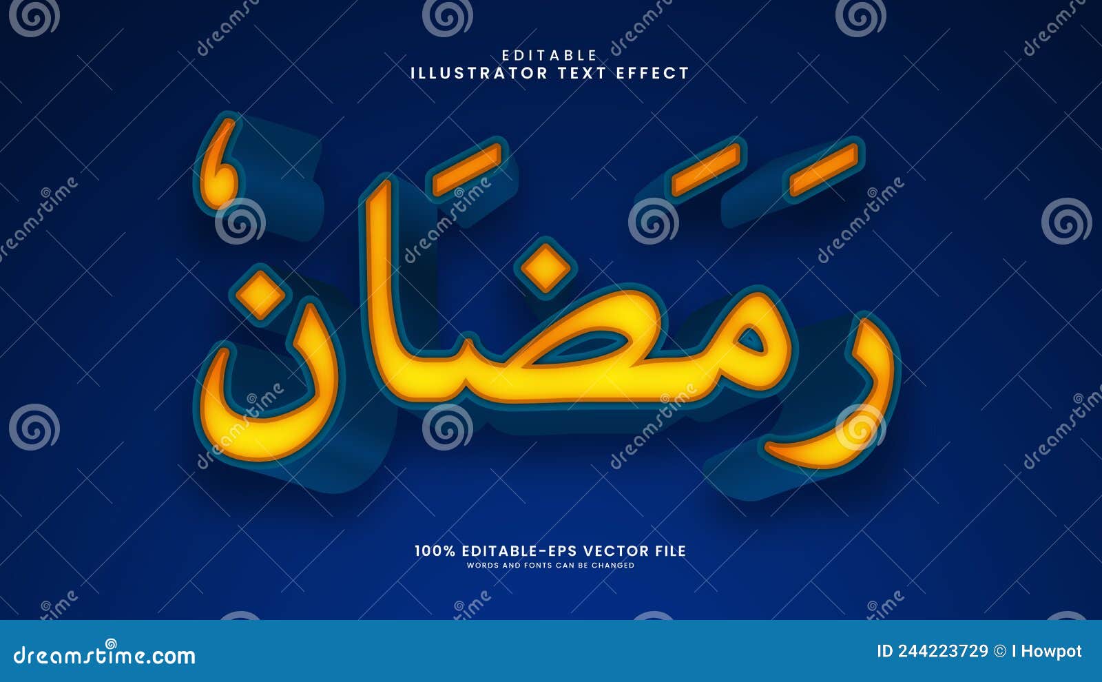 3D arabic text effect stock vector. Illustration of editable - 244223729