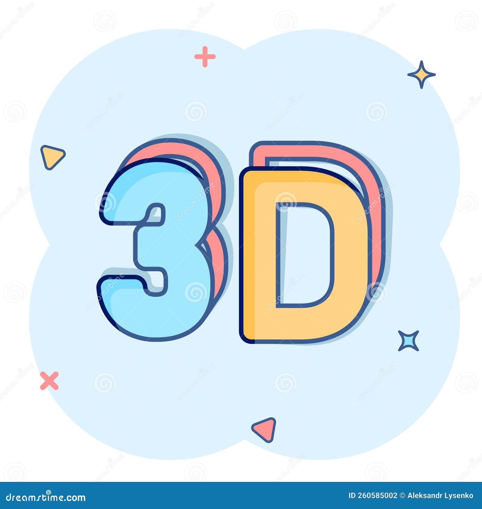 3d Text Icon in Comic Style. Word Cartoon Vector Illustration on White ...