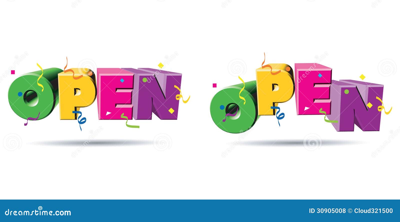 3d text open stock vector. Illustration of frame, open - 30905008