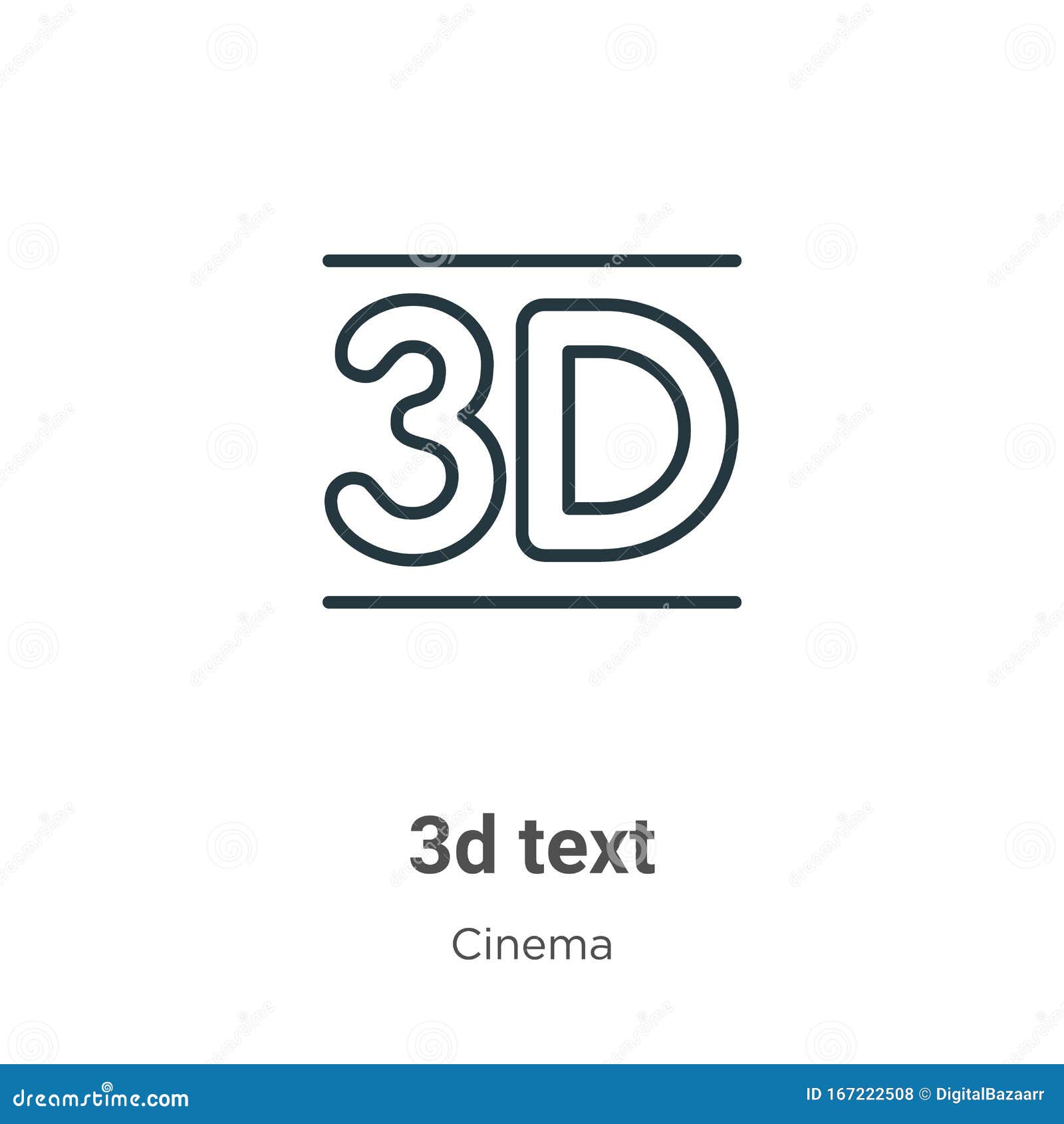 3d Text Outline Vector Icon. Thin Line Black 3d Text Icon, Flat Vector ...