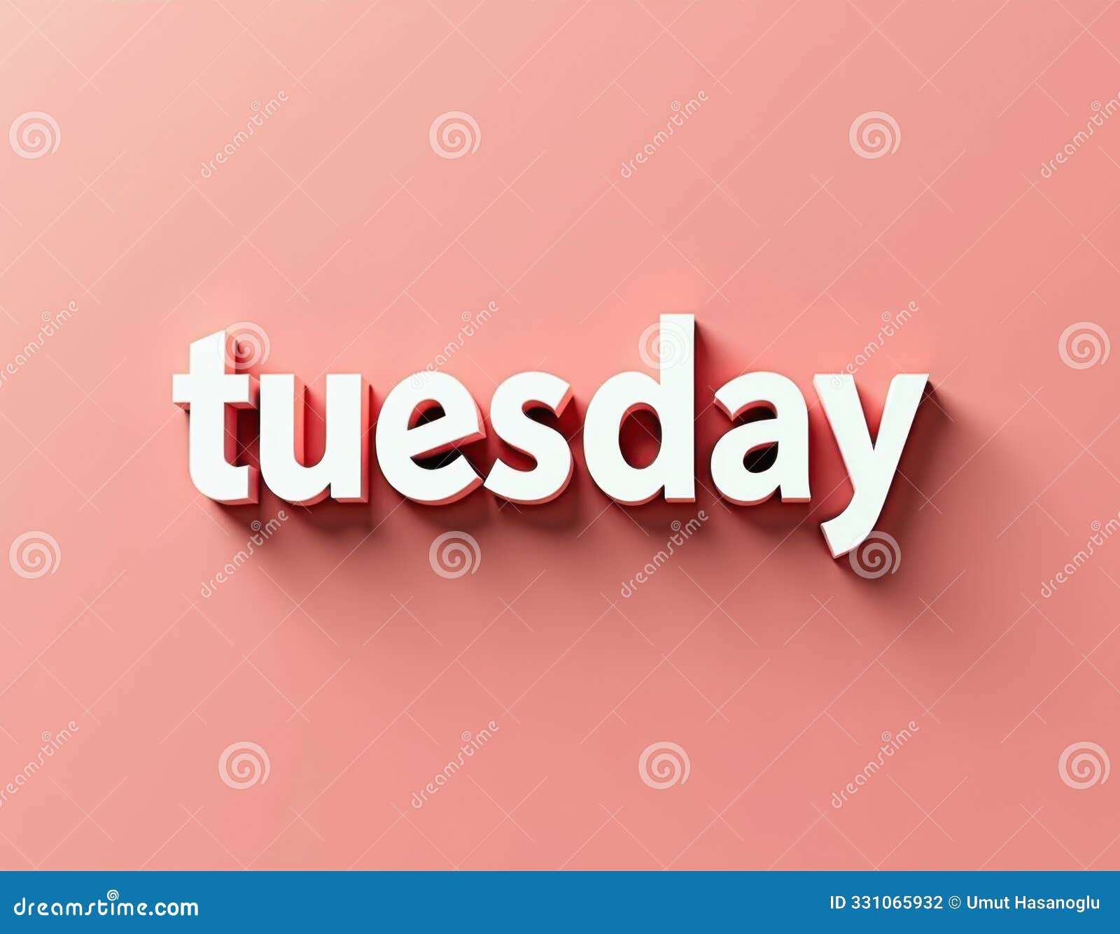 3D Text of Tuesday on a Pastel Pink Background. Stock Illustration ...