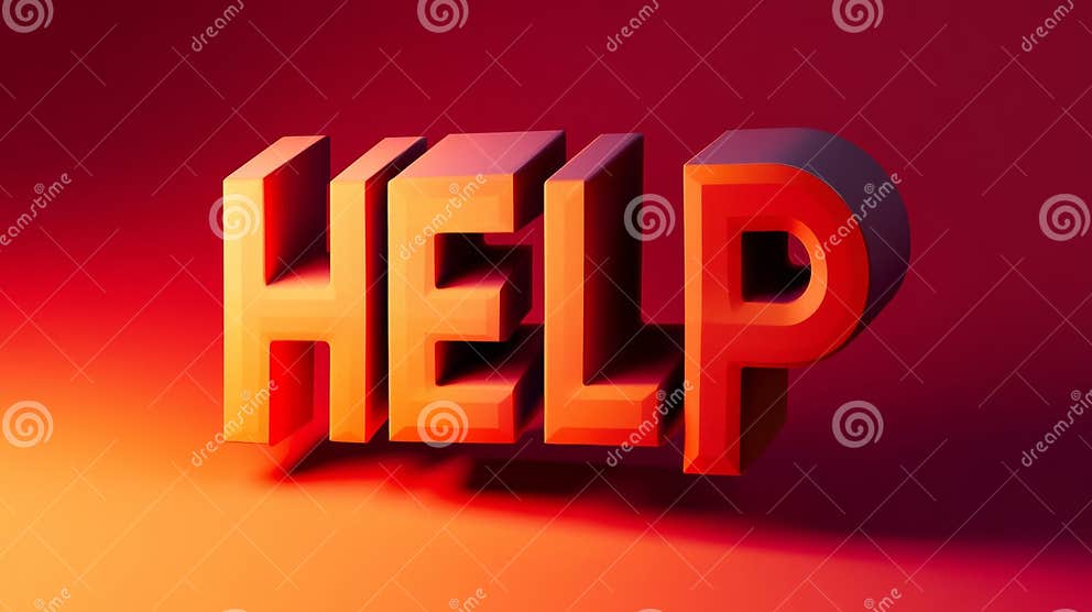 3d Text of Word Help in Red and Orange Gradient Background Stock Photo ...