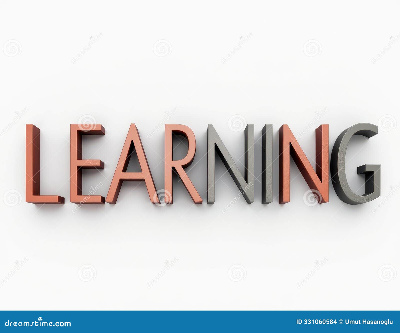3D Text of the Word LEARNING in Red and Gray Letters on a White ...