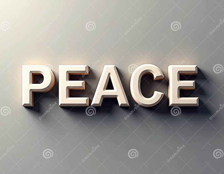 3D Text of the Word PEACE Highlighted with Soft Shadows. Stock ...