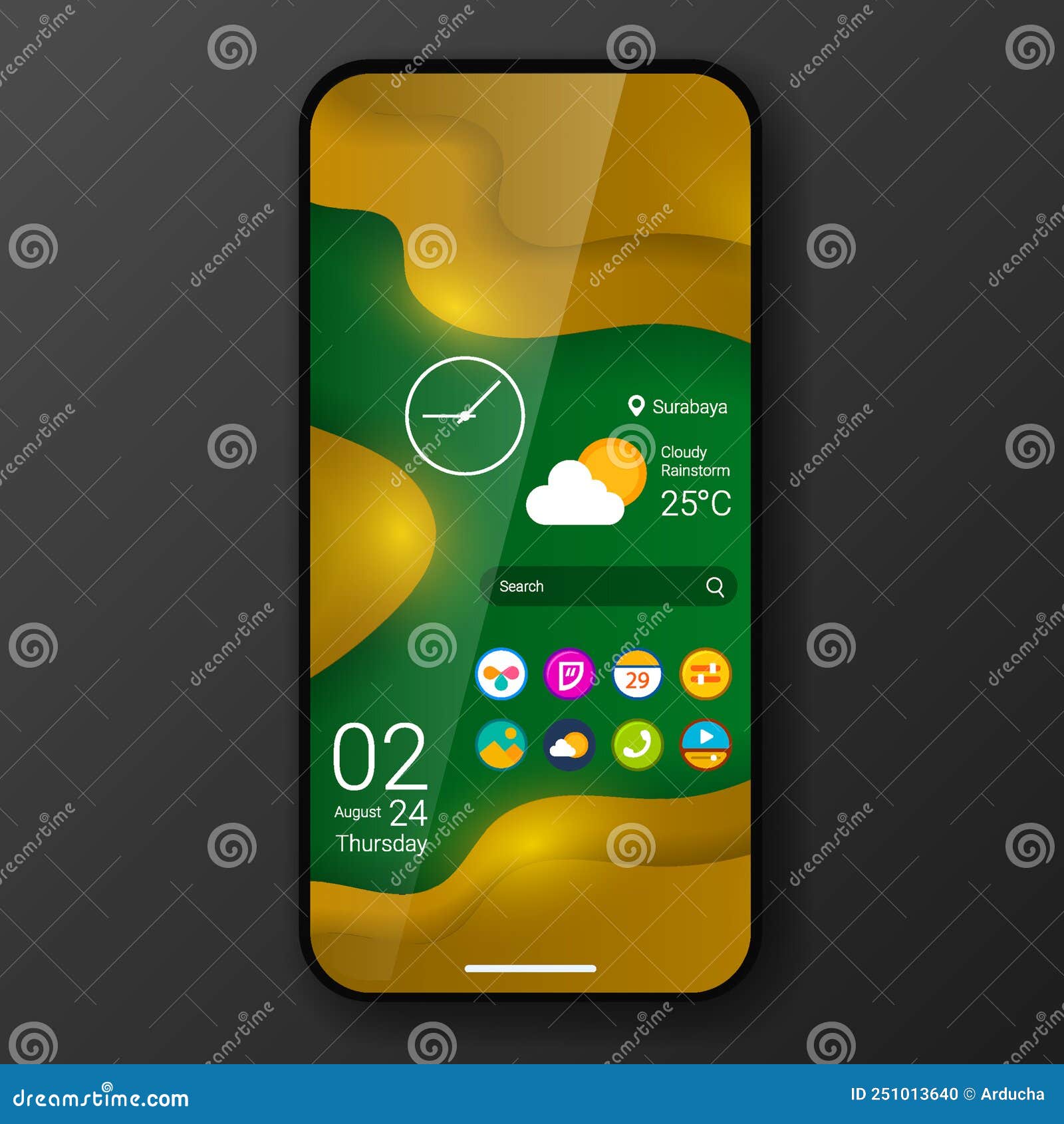 3d Texture Wave Custom User Interface Home Screen Realistic Smartphone ...