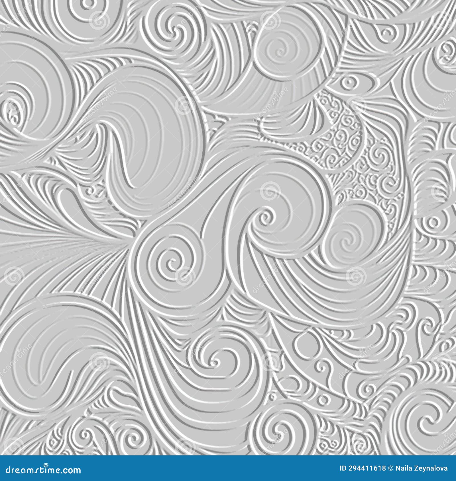 3d Textured Surface Emboss Sguiggle Lines Pattern. White Vector Relief ...