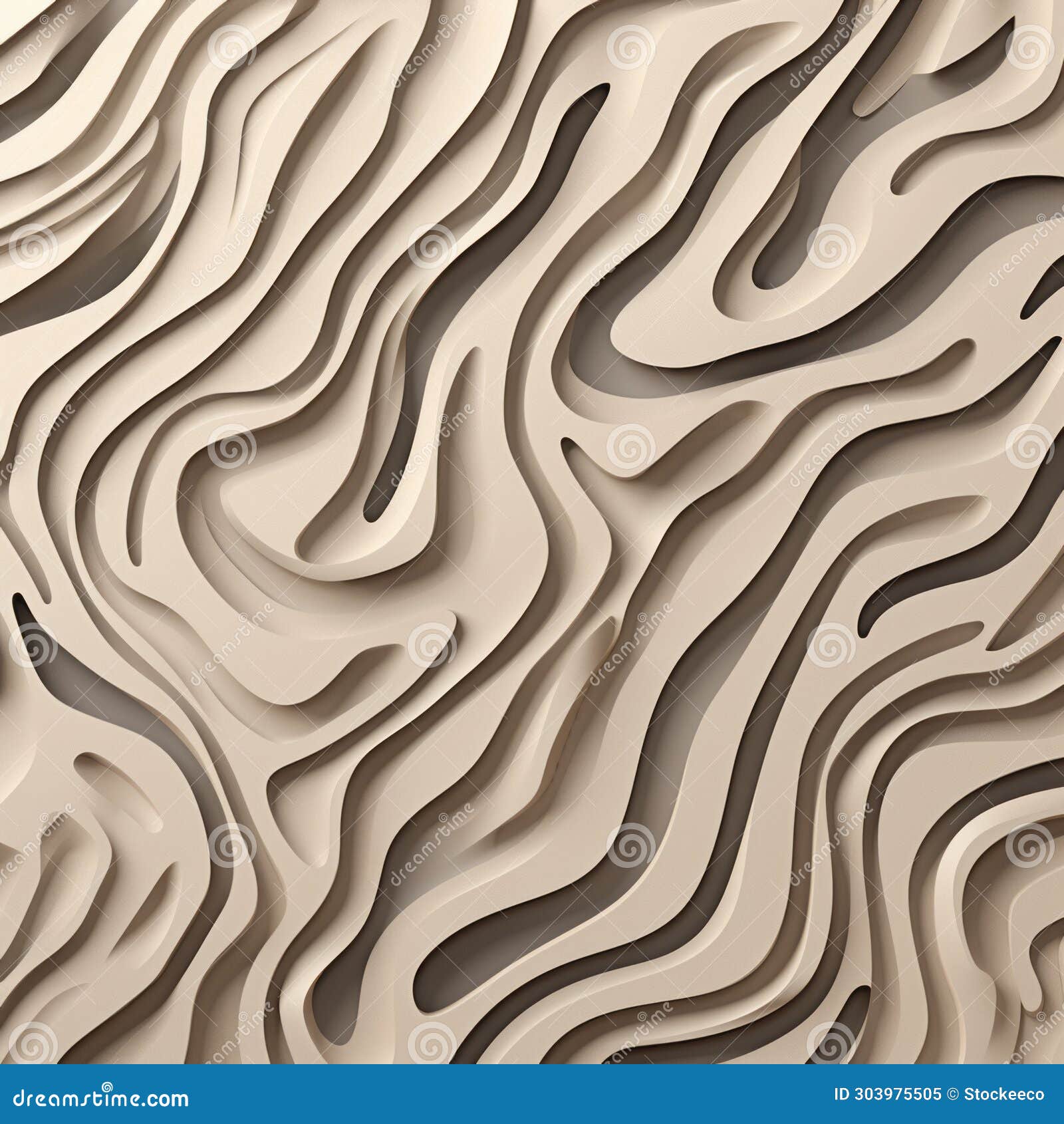Organic Forms: Wavy Paper Background with Woodcut-inspired Graphics ...