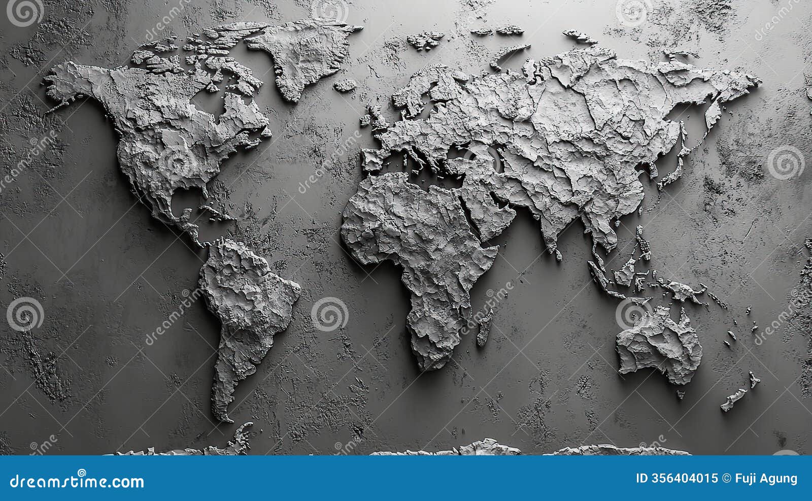 3D Textured World Map in Grayscale, Showing Continents and Oceans Stock ...