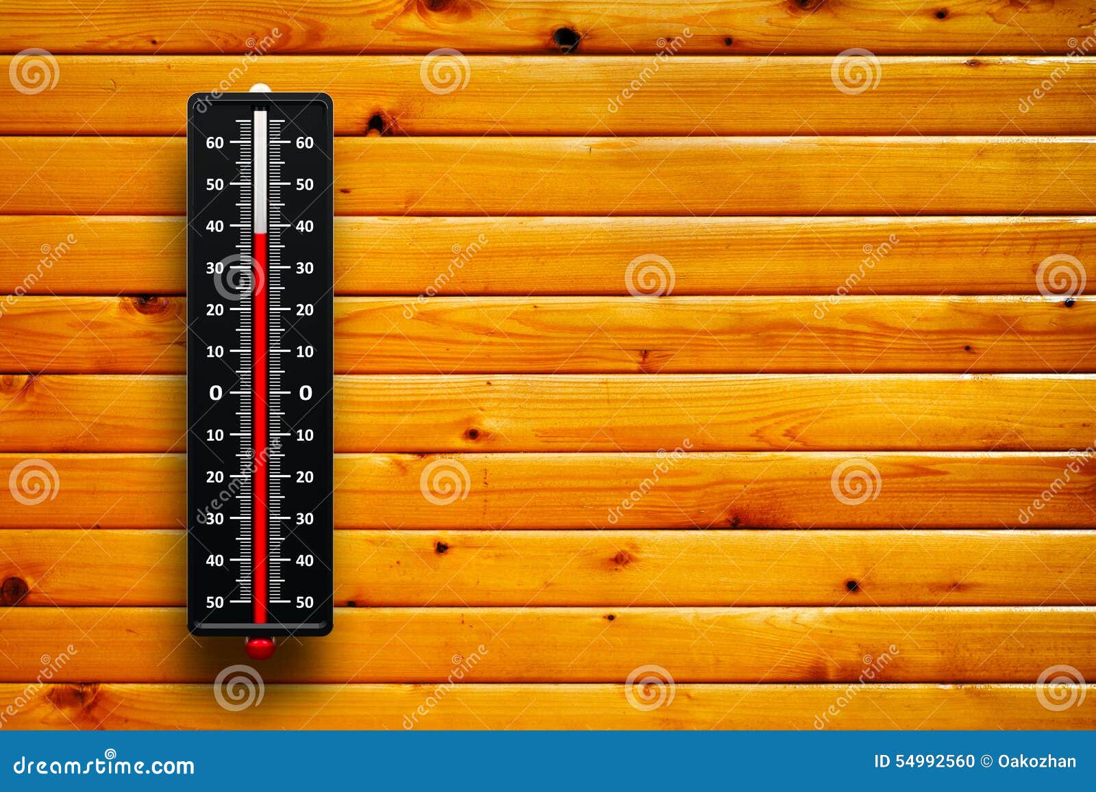 3d Thermometer Heat on Wood Background Stock Illustration ...