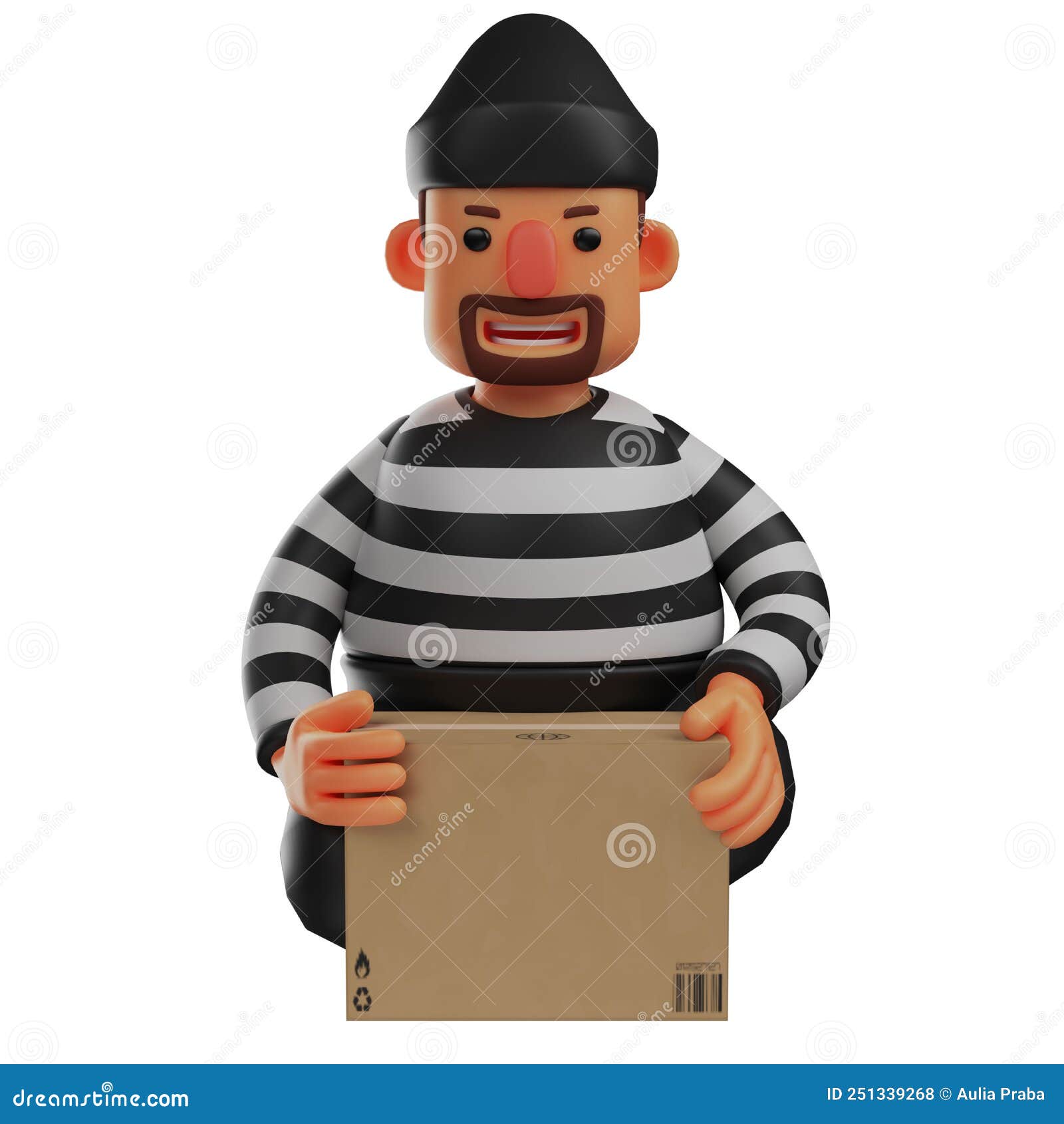 3D Thief Cartoon Illustration with a Sneaky Smile Stock Illustration ...