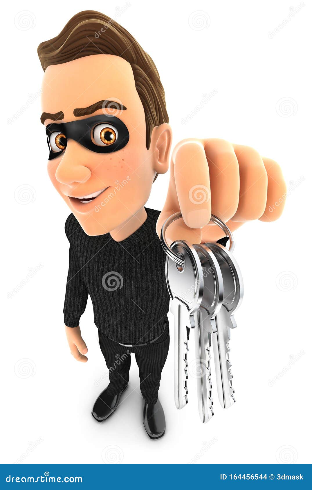 3d Thief Holding a Bunch of Keys Stock Illustration - Illustration of ...
