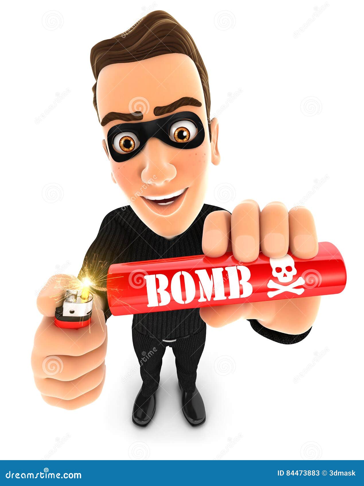 3d Thief Lighting a Stick of Dynamite Stock Illustration - Illustration ...