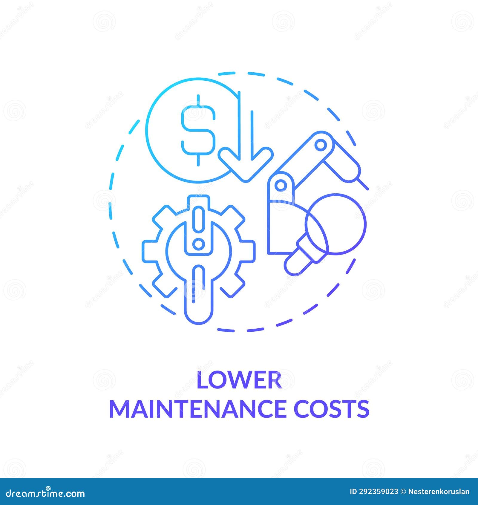 2D Thin Gradient Icon Lower Maintenance Costs Concept Stock Vector ...