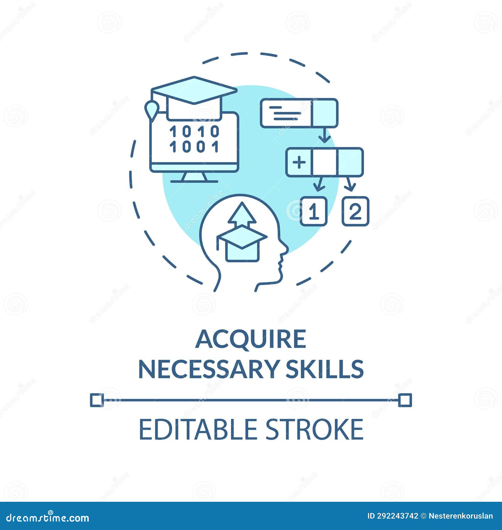 2D Thin Line Acquire Necessary Skills Icon Concept Stock Vector ...